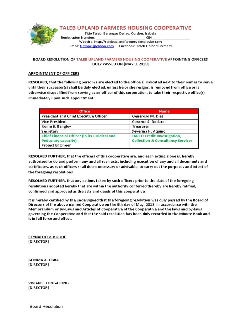 Appointment of Officers Resolution | PDF | Constitutional Law | Public Law