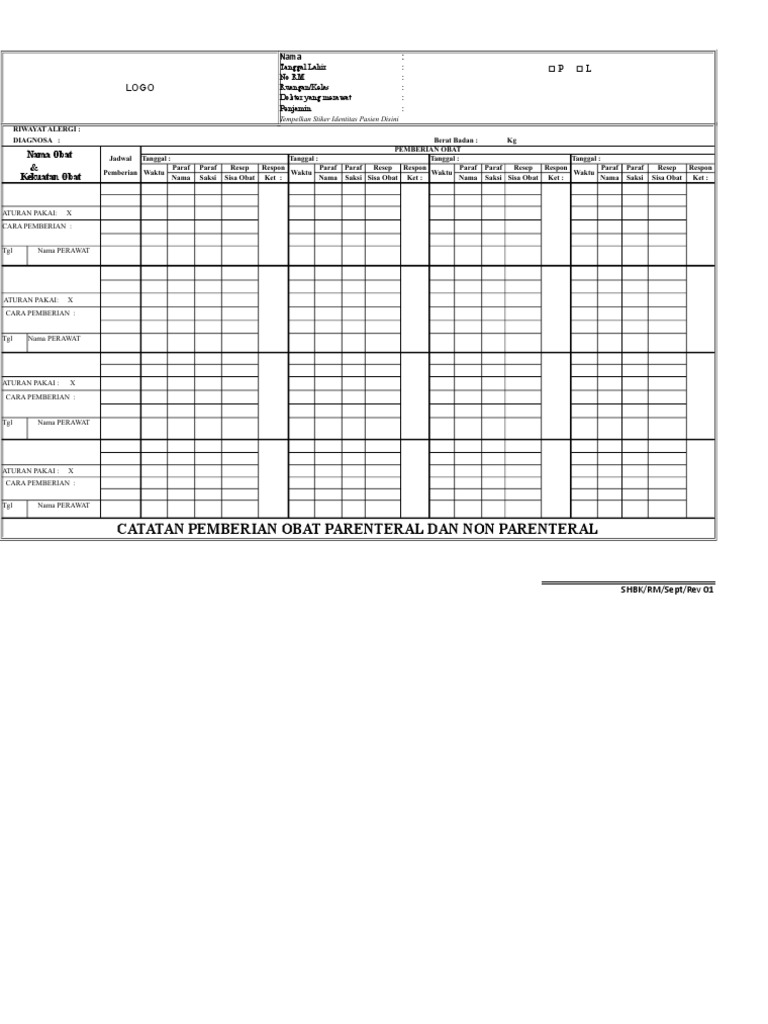 Catatan Pemberian OBAT | PDF