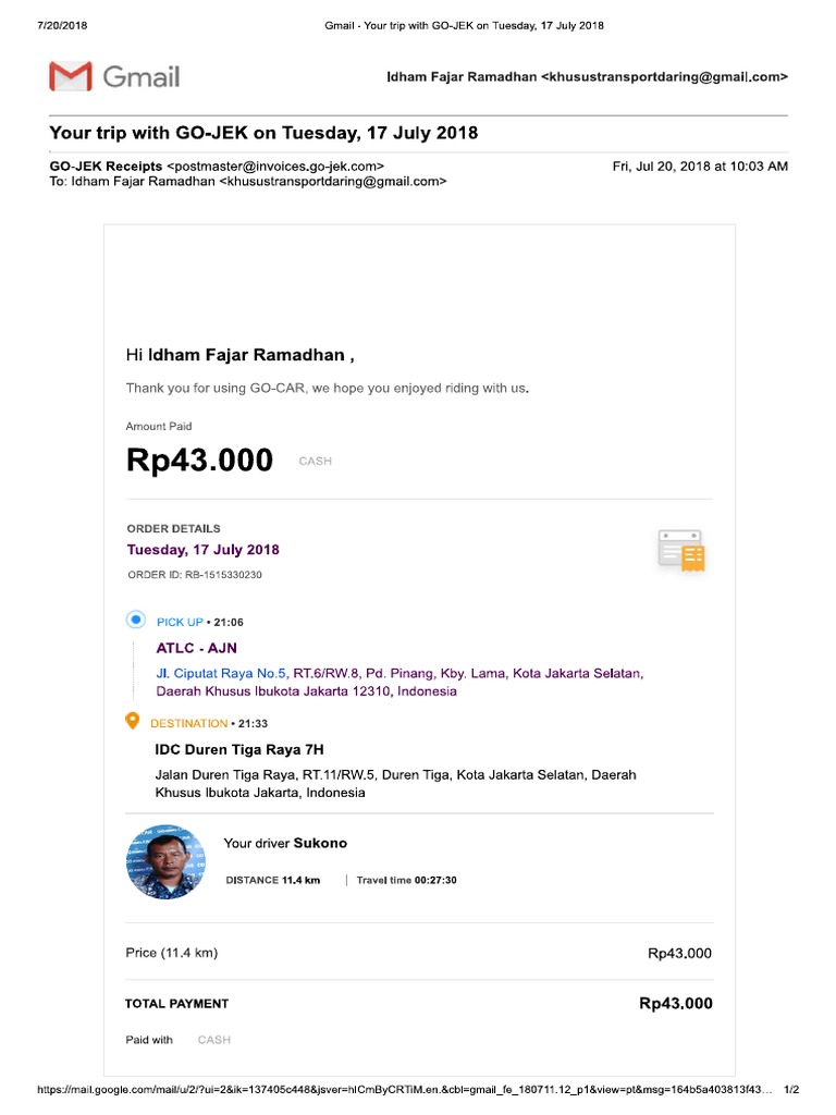 Contoh Struk Gojek | PDF