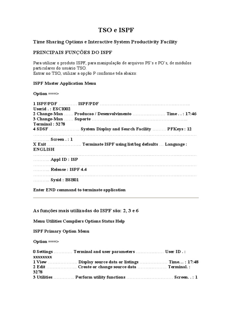 TSO e ISPF | PDF | Dados | Caixa alta e caixa baixa