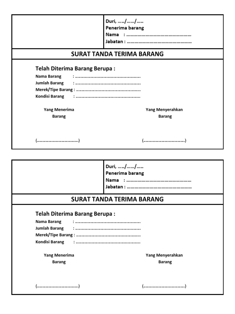 Contoh Surat Tanda Terima Barang | PDF | Griya & Taman | Komputer