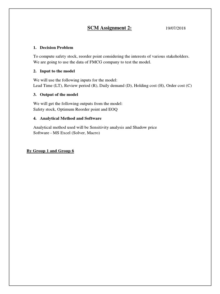 SCM Assignment 2:: 1. Decision Problem | PDF