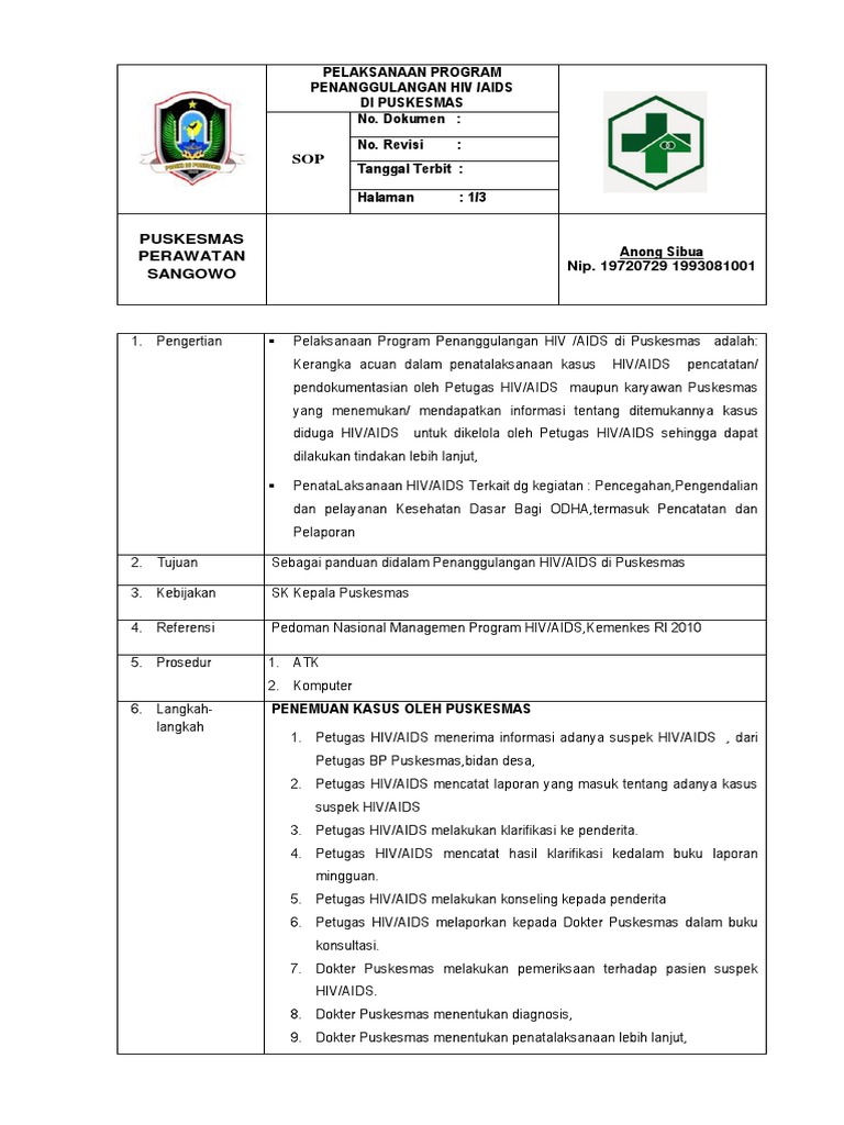 Sop Pelaksanaan Program Penanggulangan Hiv | PDF