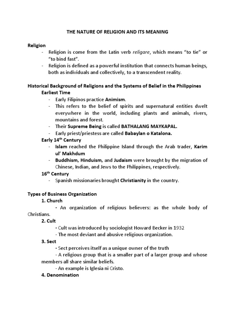 The Nature of Religion and Its Meaning | PDF | Christian Denomination ...