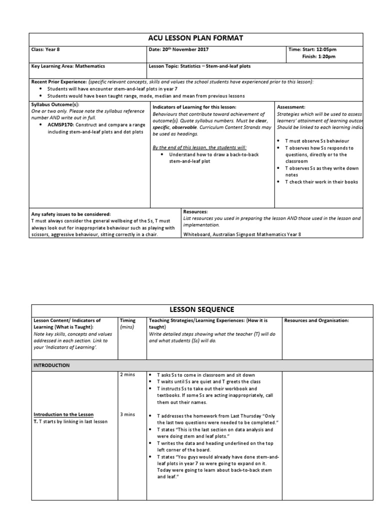 Year 8 Statistics Lesson Plan | PDF | Curriculum | Communication