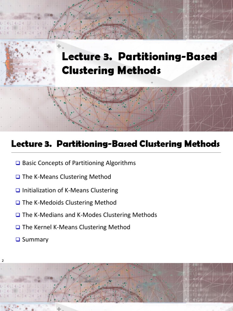 Lecture 3 Partitioning Based Clustering Methods Pdf Cluster Analysis Statistical Data Types