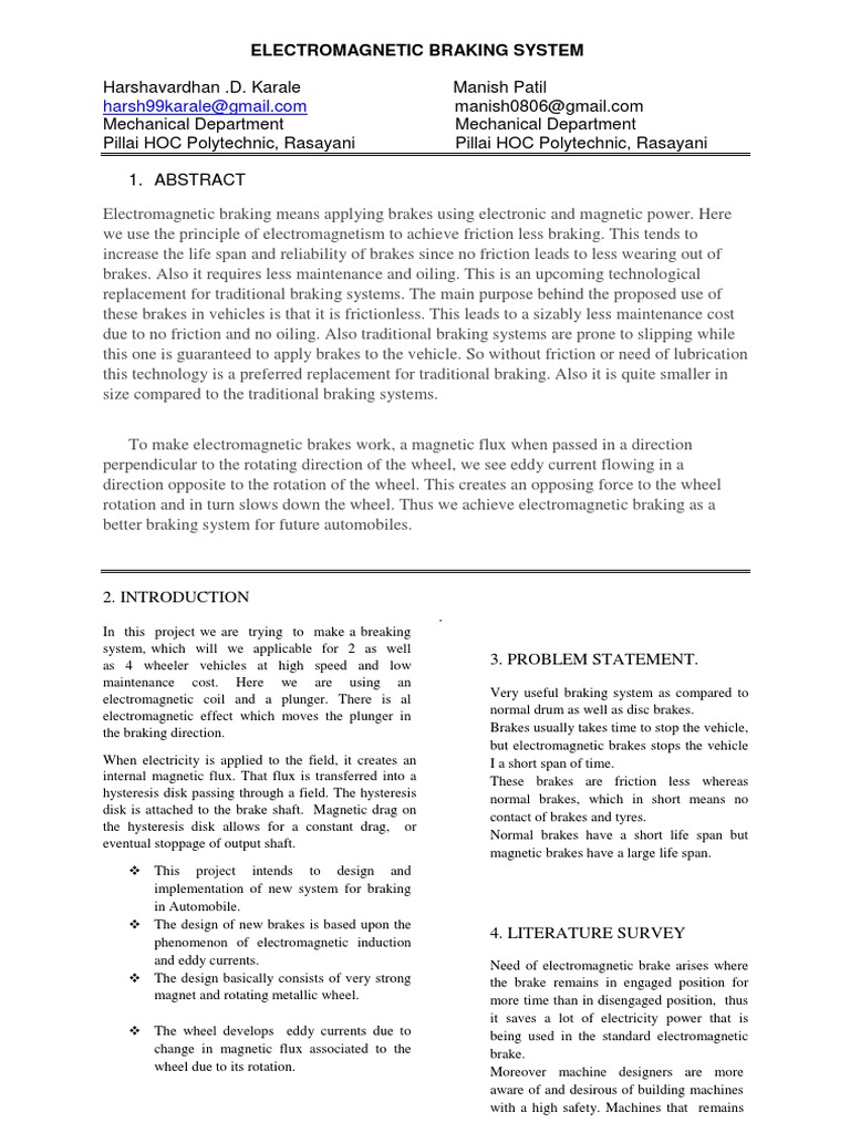 Electromagnetic Braking System | PDF | Brake | Machines