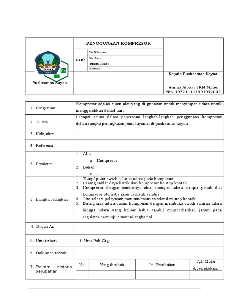 33 Sop Penggunaan Kompresor | PDF