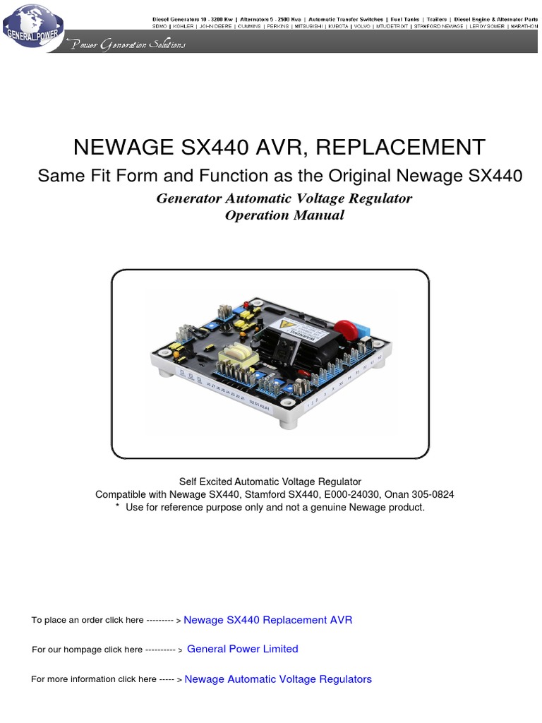 Avr sx440 PDF | PDF | Electric Generator | Voltage