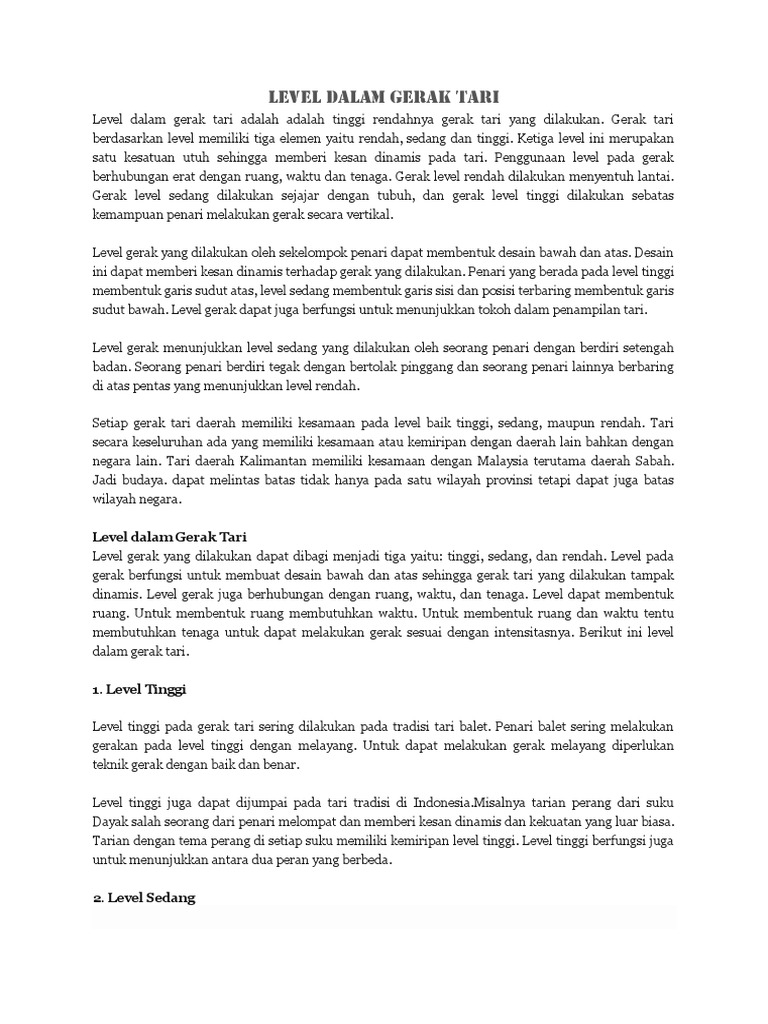 Level Dalam Gerak Tari | PDF