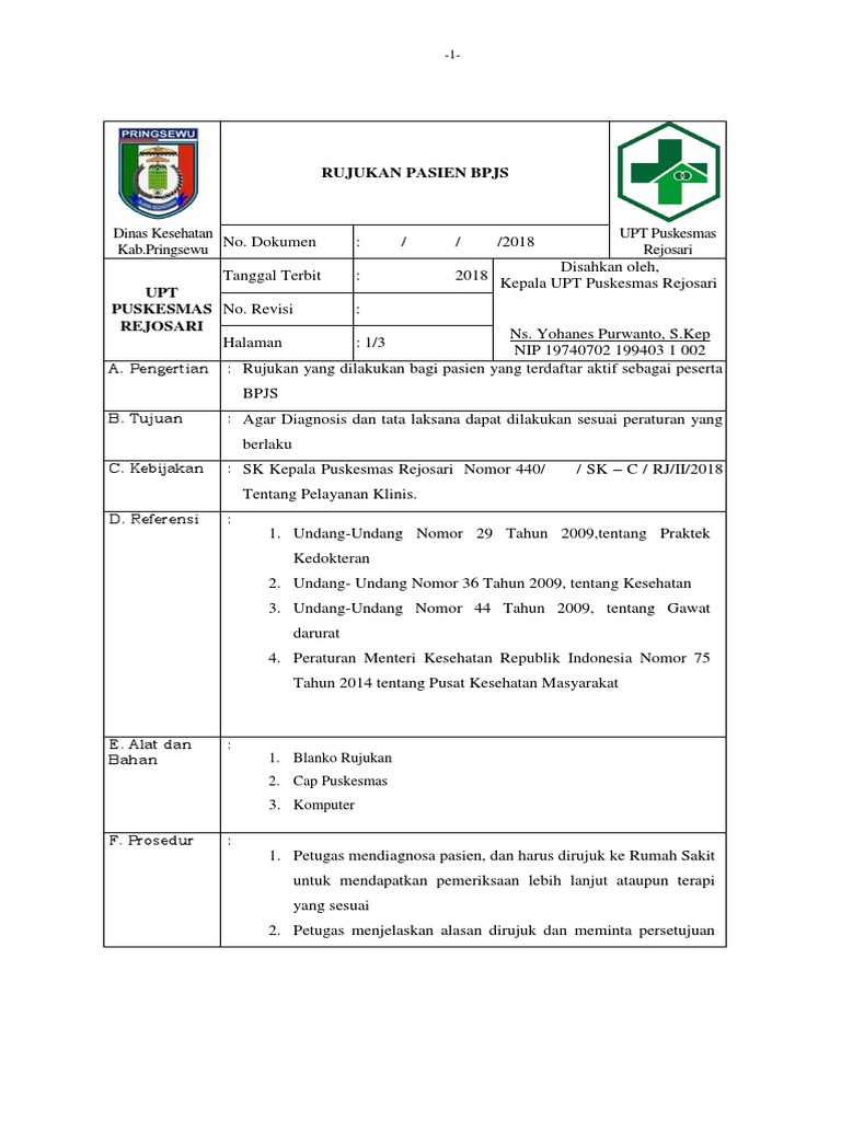 SOP Rujukan Pasien BPJS | PDF
