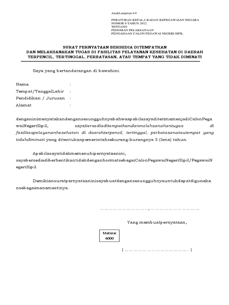 Blangko Surat Pernyataan | PDF