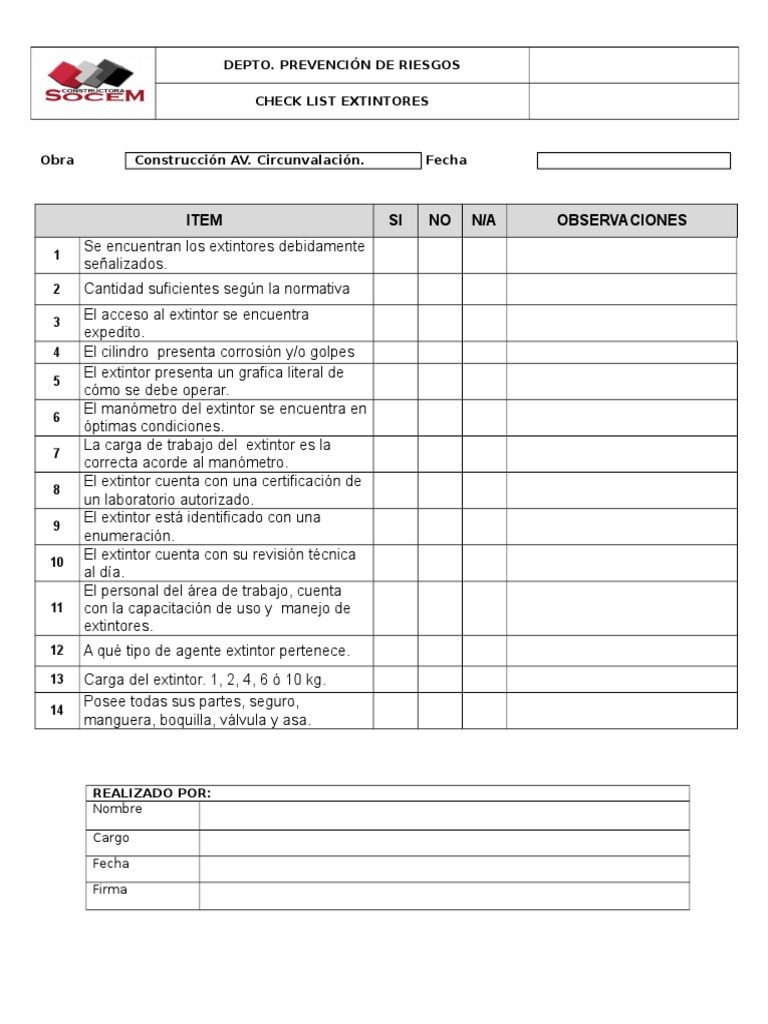 Check List Extintor | PDF