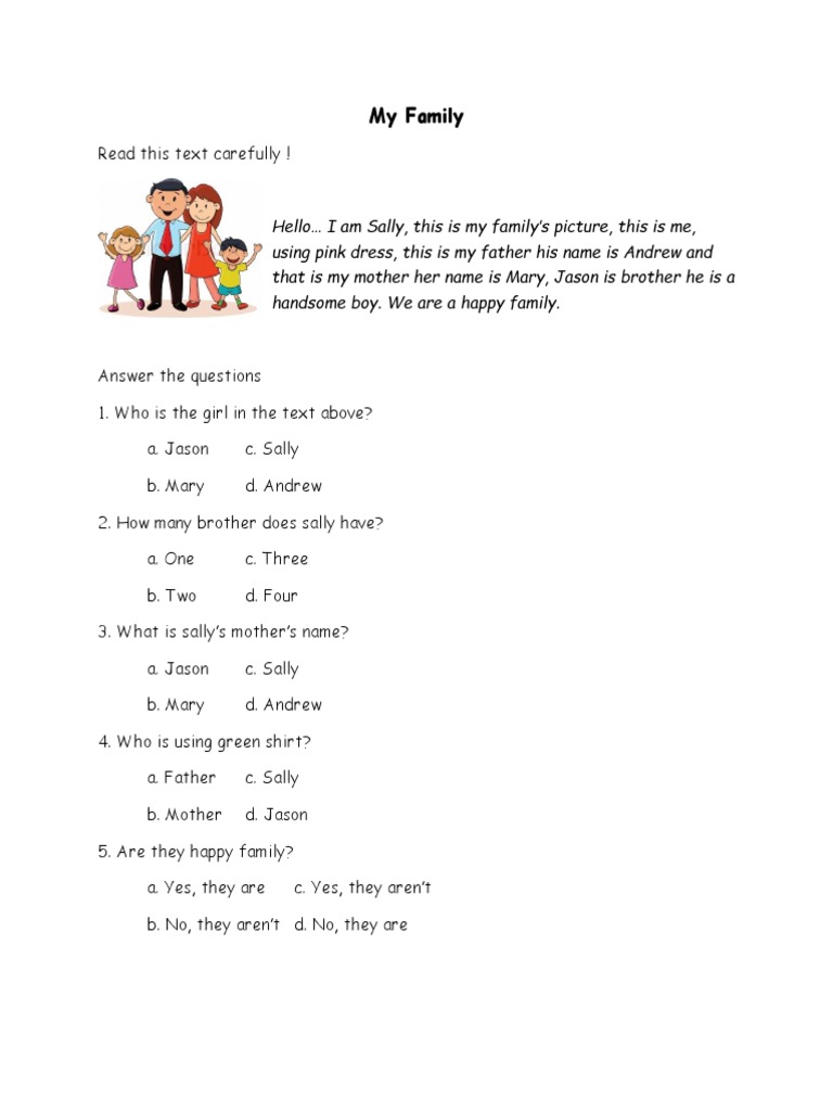 My Family Worksheet | PDF