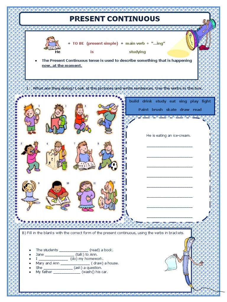 Present Continuous: TO BE (Present Simple) Is | PDF | Syntactic Relationships | Languages