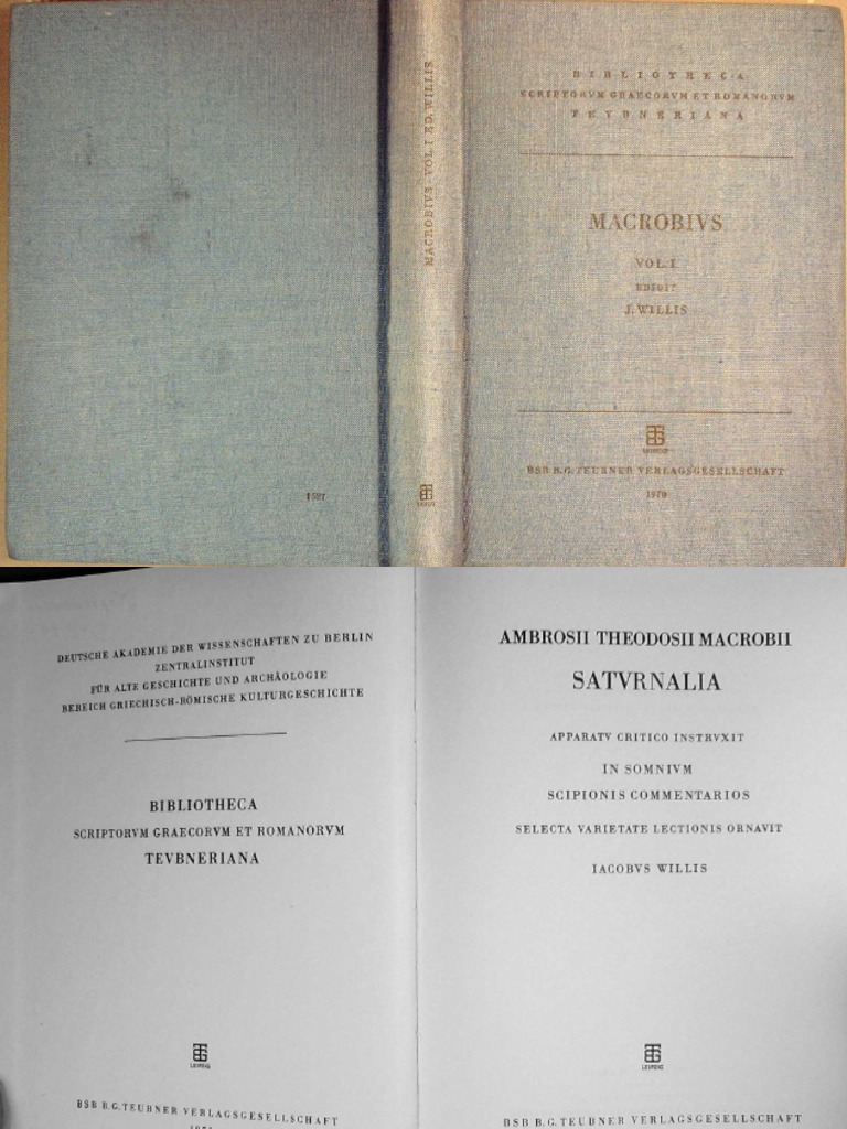 Ambrosius Theodosius Macrobius - Saturnalia (Vol. 1, Leipzig, 1970) | PDF
