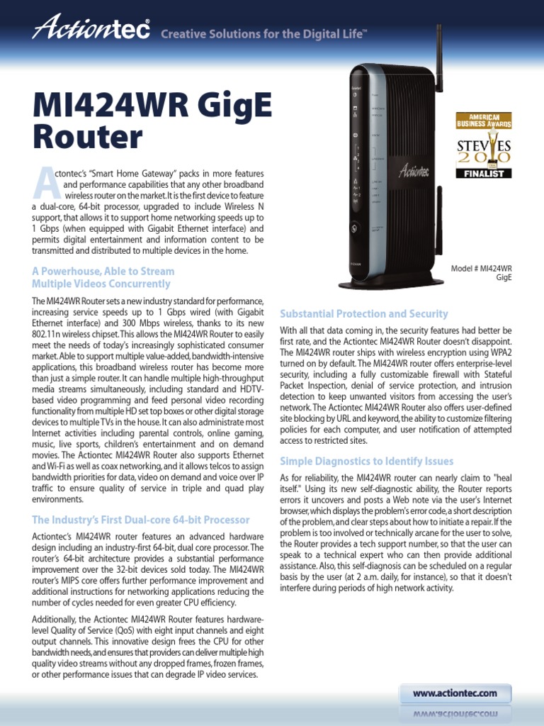 AEI MI424WR GigE Datasheet | PDF | Router (Computing) | Quality Of Service