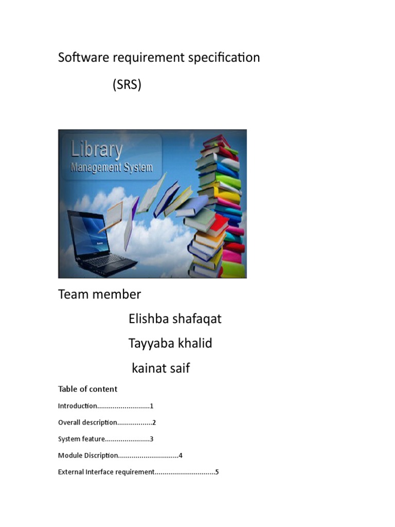 Software Requirement Specification (SRS) : Table of Content | PDF ...