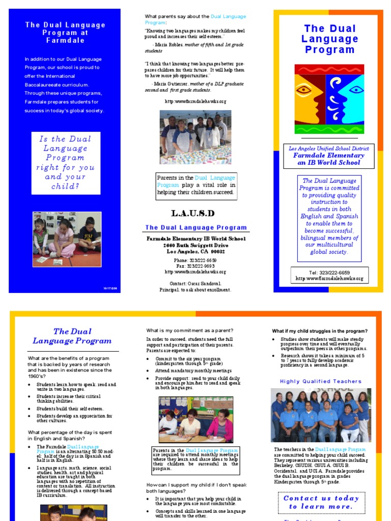 Dual Language Brochure Farmdale | PDF | Kindergarten | Curriculum