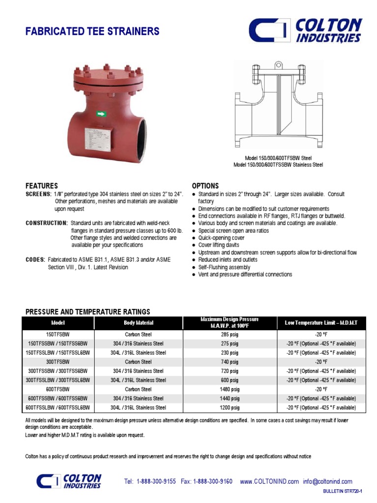 Fabricated Tee Strainers: Features Options | PDF | Mechanical ...