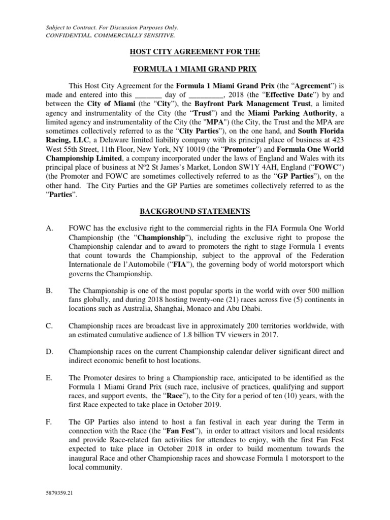 Formula 1 Draft Contract | PDF | Formula One | License