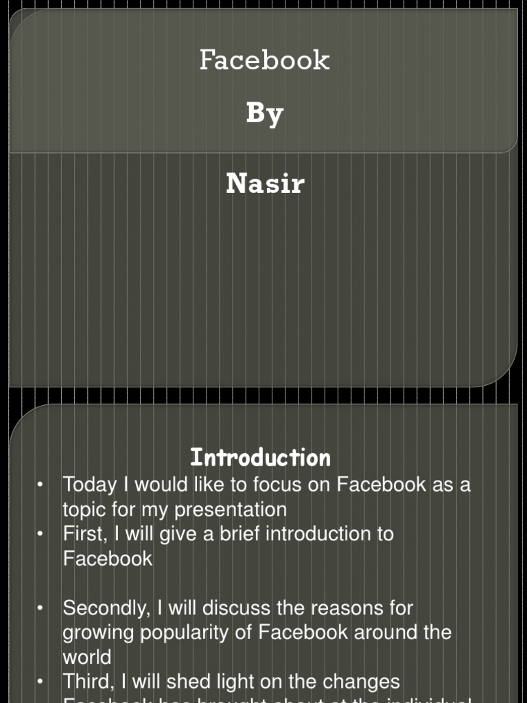Nasir Presentation Facebook | PDF | Facebook | Public Opinion