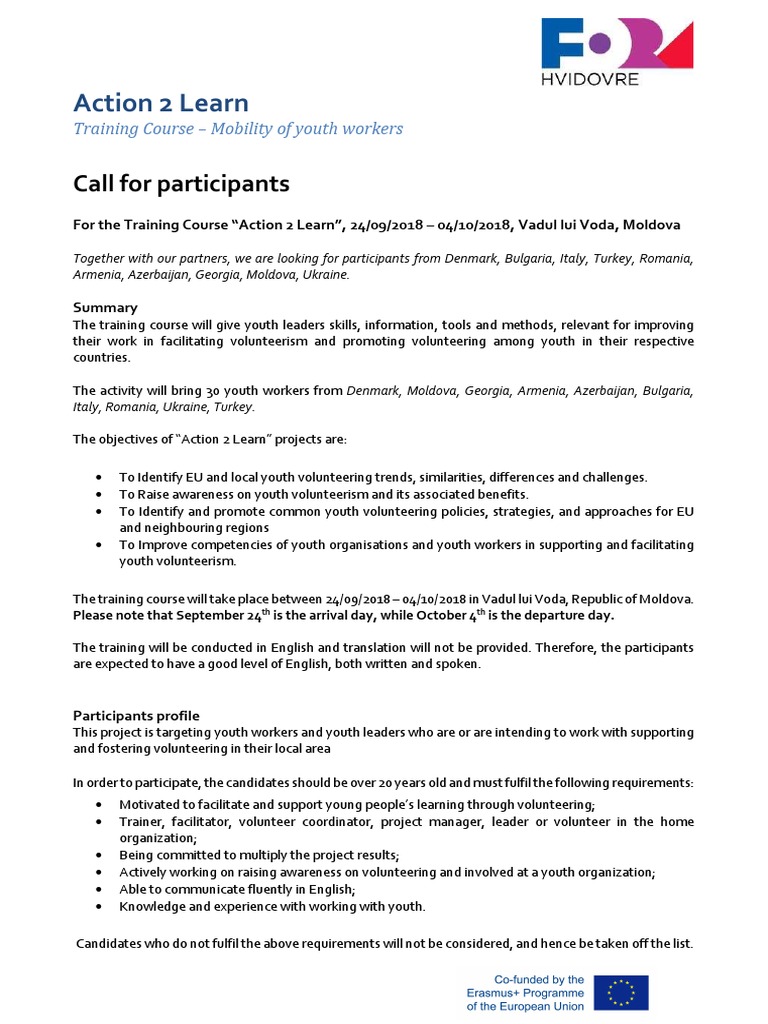 Call For Participants v1 | PDF | Moldova | Volunteering
