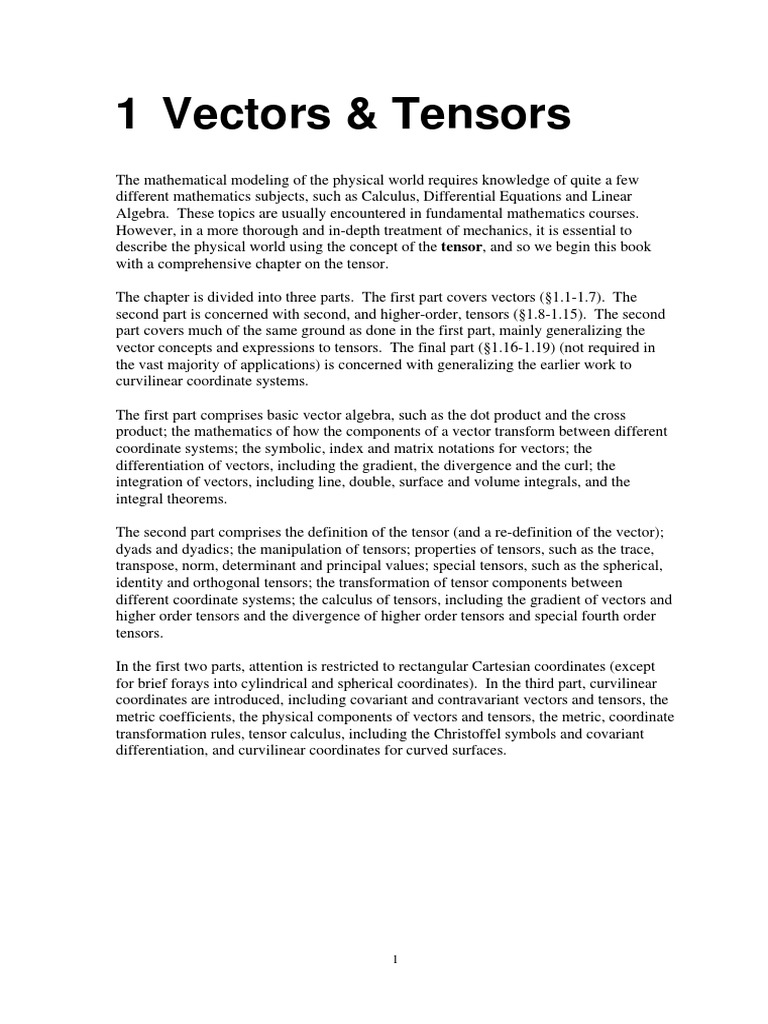 Vectors Tensors Complete | Download Free PDF | Tensor | Euclidean Vector