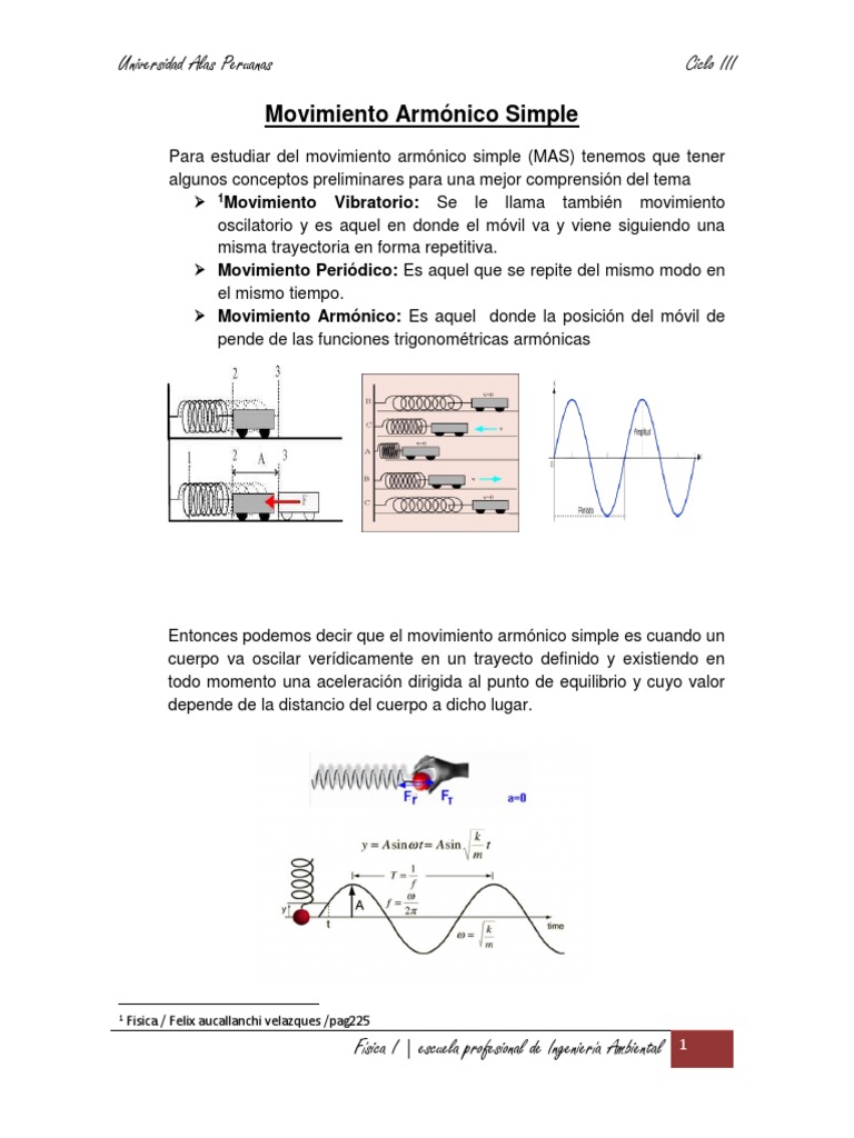 Movimiento Armónico Simple | Movimiento (física) | Mecanica clasica