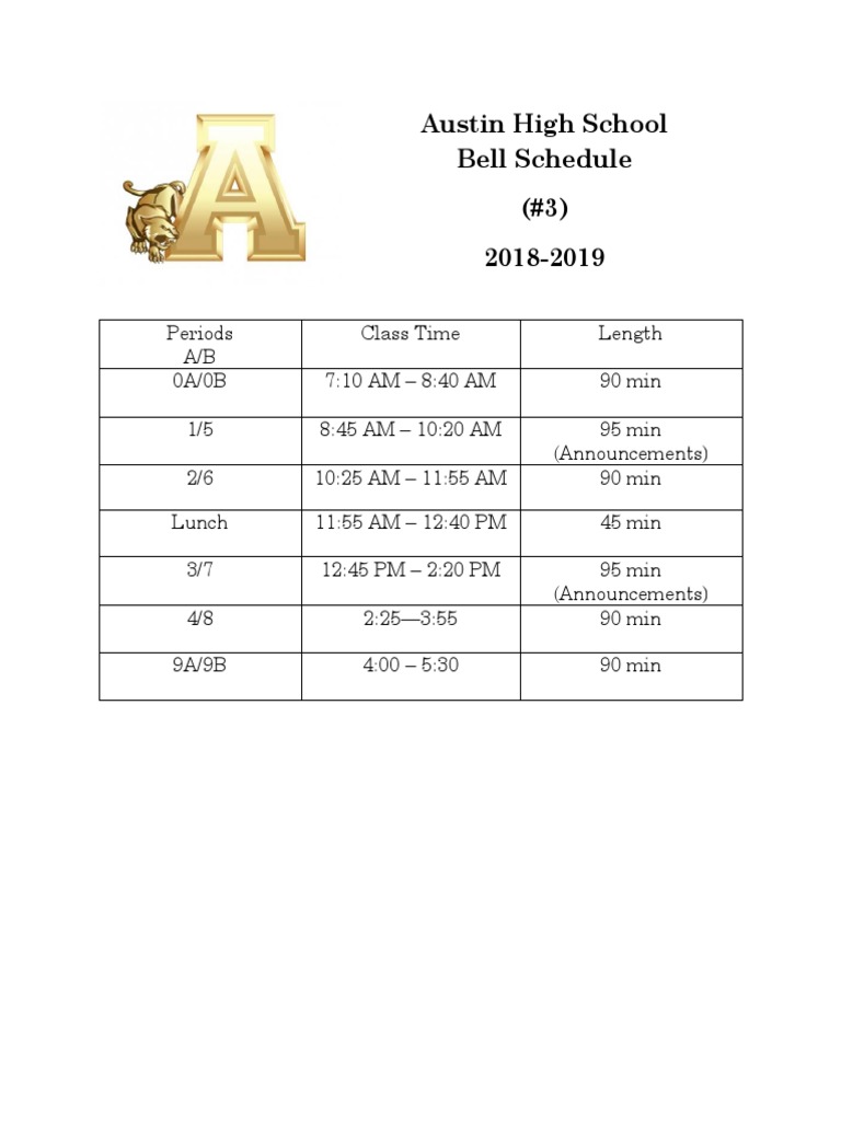Bell Schedule 2018-2019 | PDF