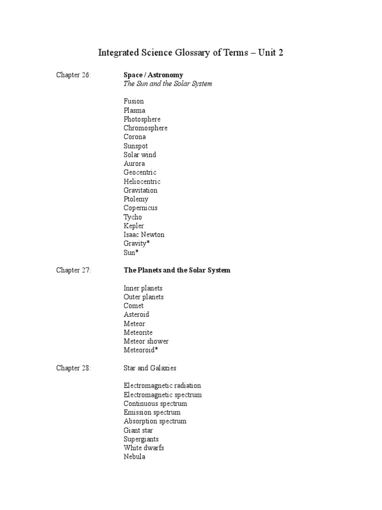 Integrated Science Glossary Unit 2 | PDF