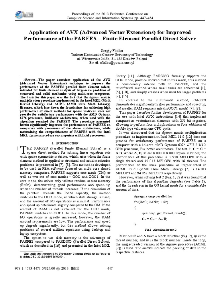 Application of AVX (Advanced Vector Extensions) For Improved PDF | PDF | Matrix (Mathematics ...