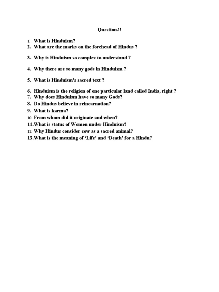 Key Questions About Hinduism Explained | PDF