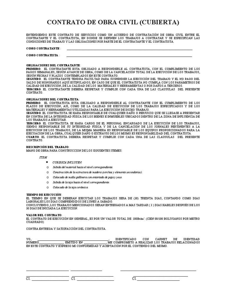 Como Redactar Un Contrato De Construccion