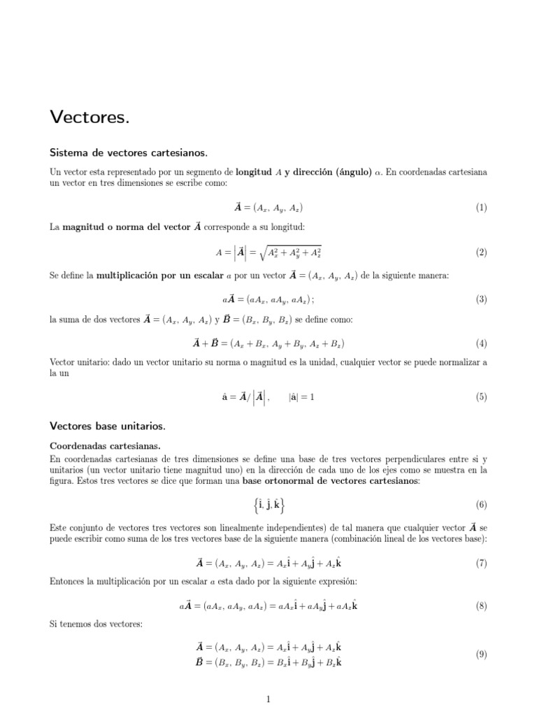 Vectores | PDF | Vector Euclidiano | Sistema coordinado