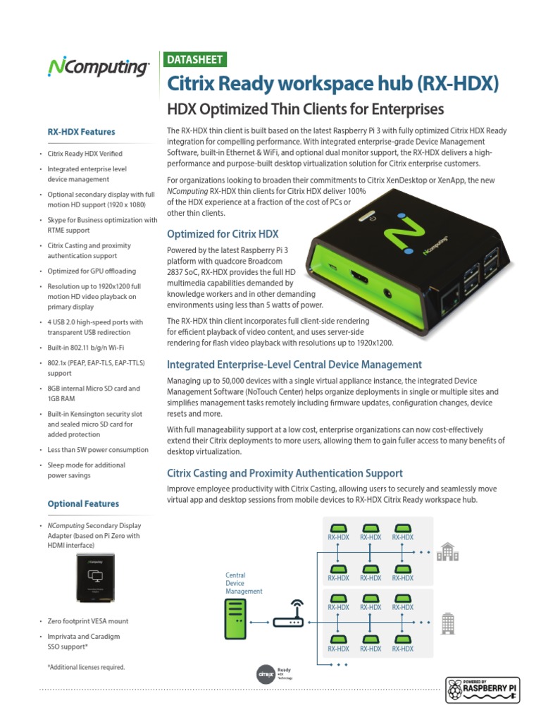 Datasheet RX-series RX-HDX (En) 446277 | PDF | Citrix Systems | Hdmi