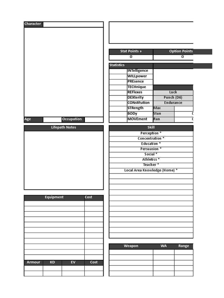 BGC Character Sheet | PDF | Role Playing Games | Entertainment