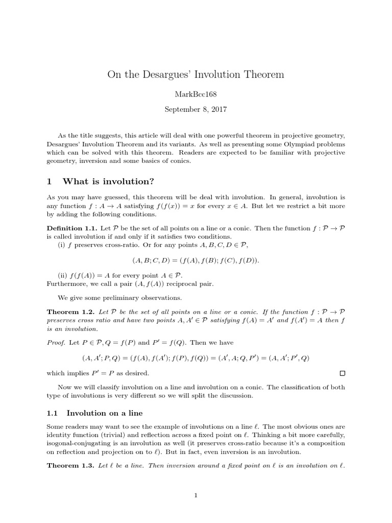 Desargues Involution Theorem | PDF | Projective Geometry | Triangle
