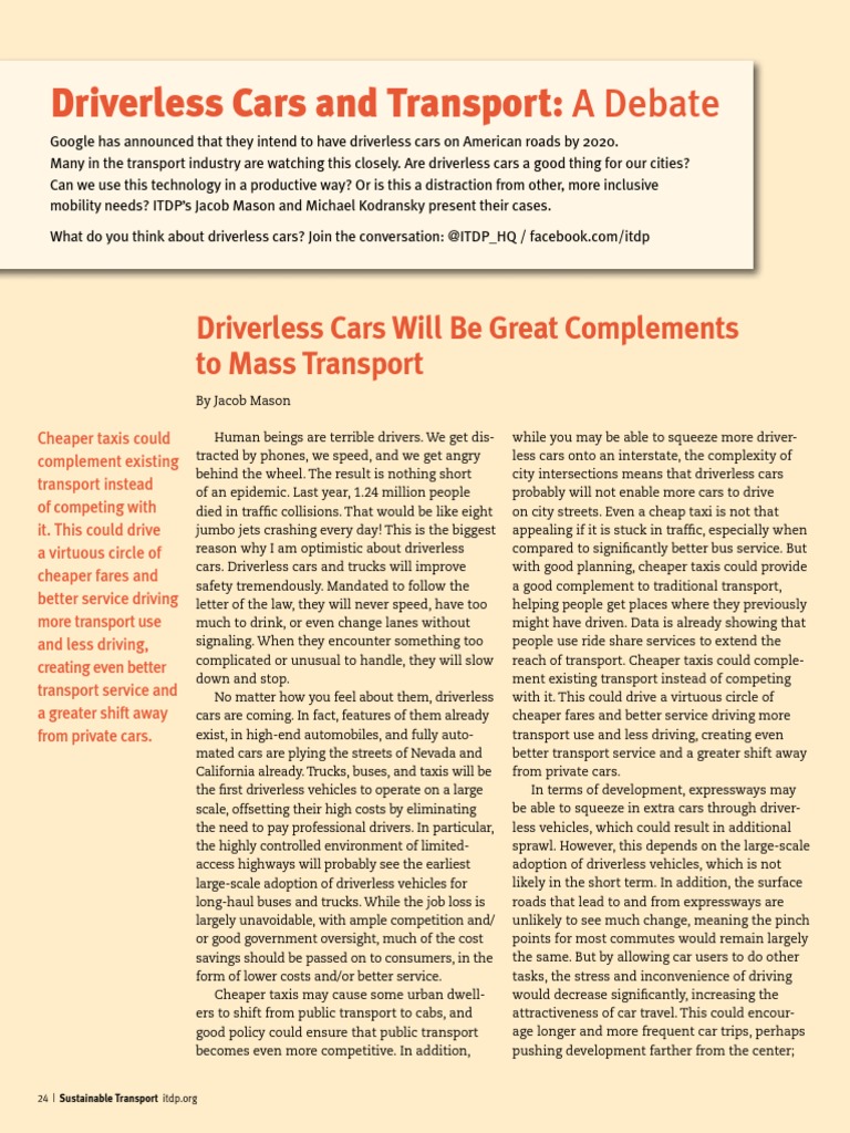 Driverless Cars A Debate | PDF | Autonomous Car | Car