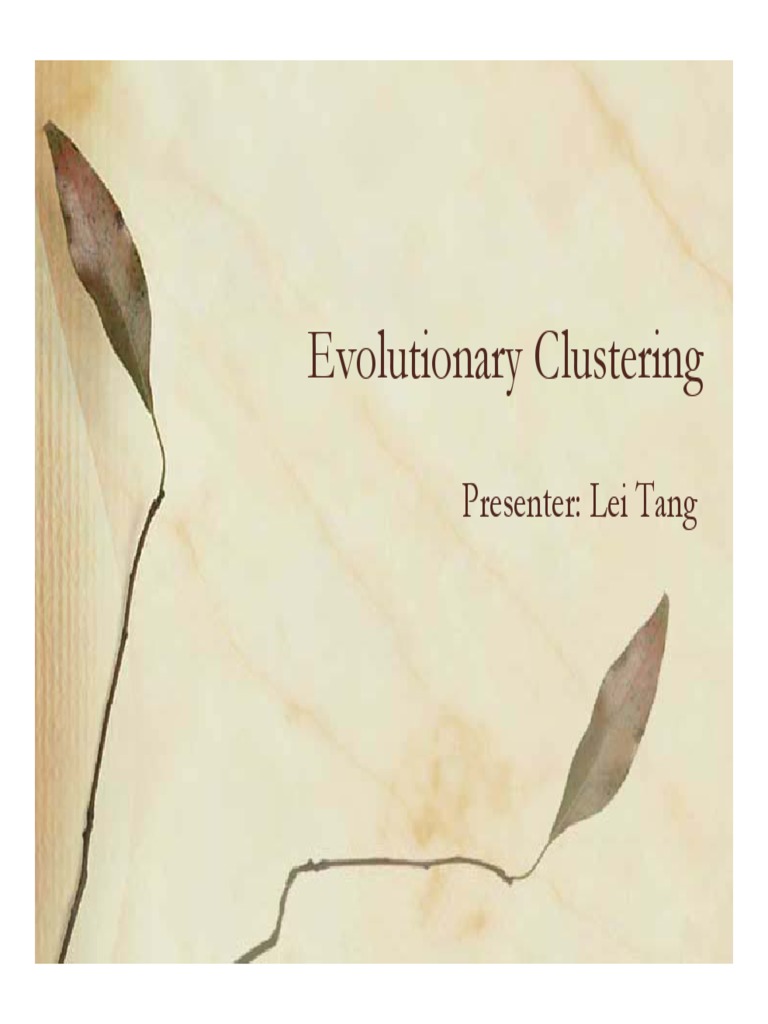 Evolutionary Clustering Pdf Cluster Analysis Applied Mathematics