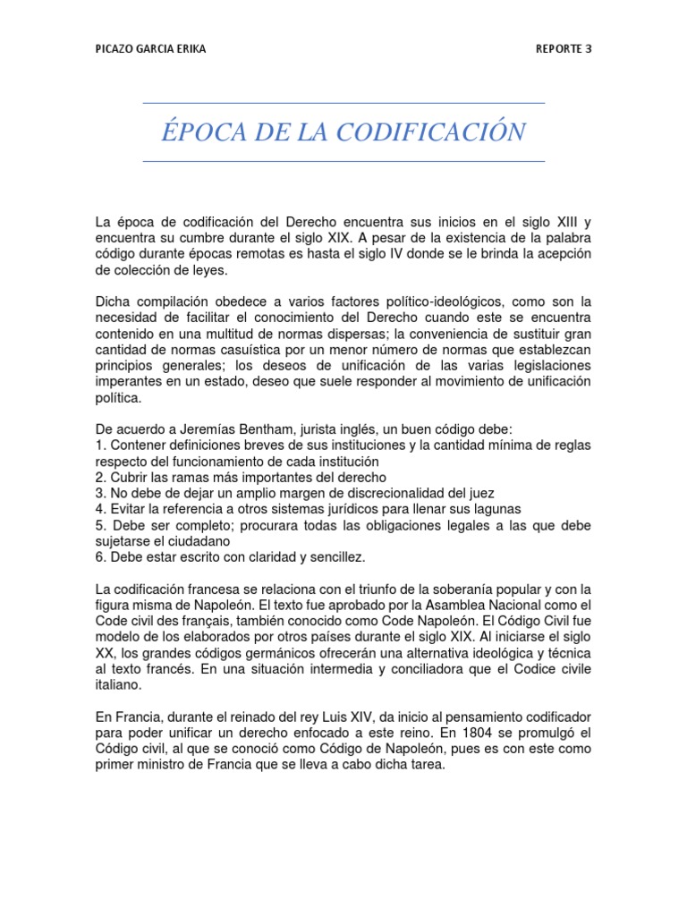 Época de La Codificación | PDF | Codificación (ley) | Justicia