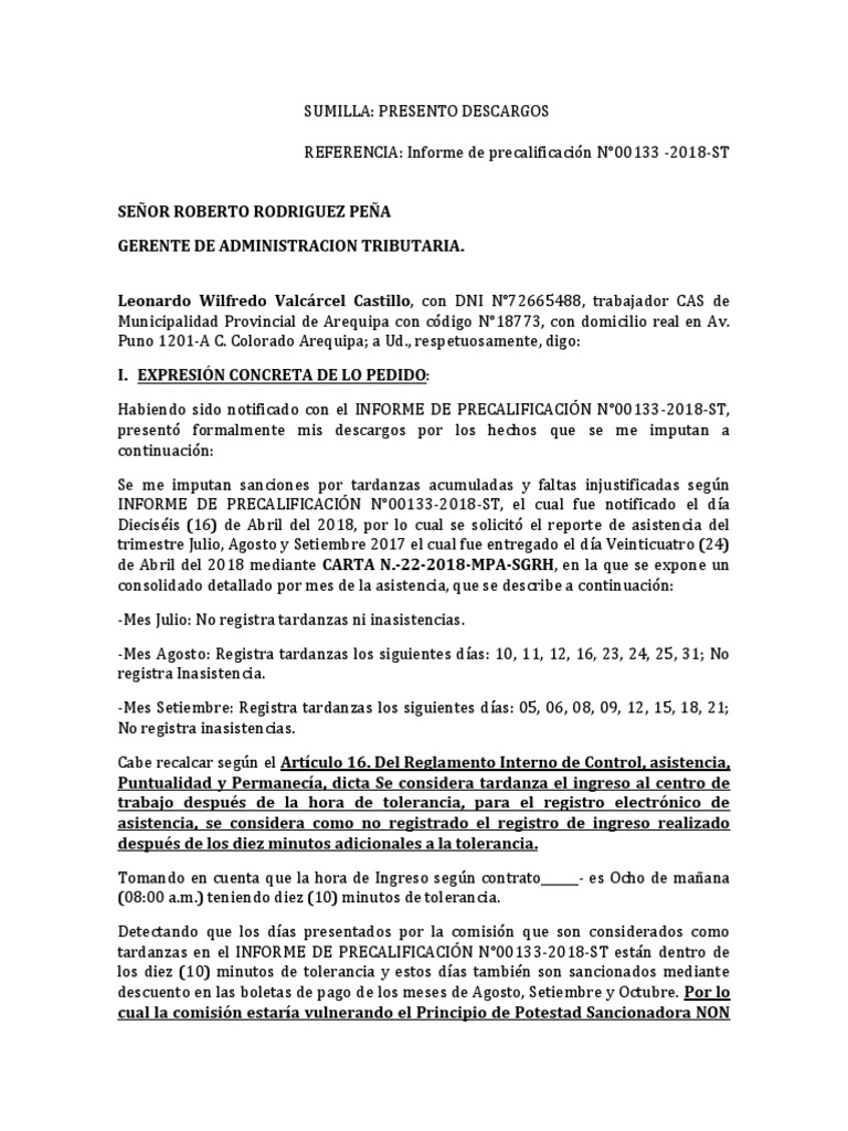 Modelo de Descargo | Descargar gratis PDF | Gobierno | Violencia