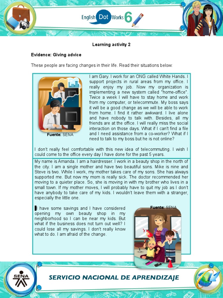 Learning Activity 2 Evidence: Giving Advice: Fuente: SENA | PDF