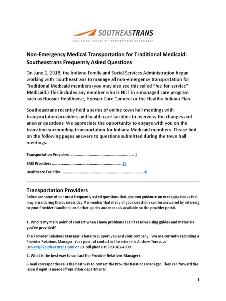 Non-Emergency Medical Transportation For Traditional Medicaid ...