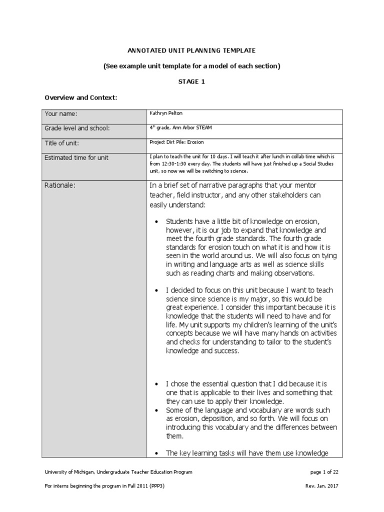 Annotated Unit Planning Template 2017 7 | PDF | Educational Assessment ...