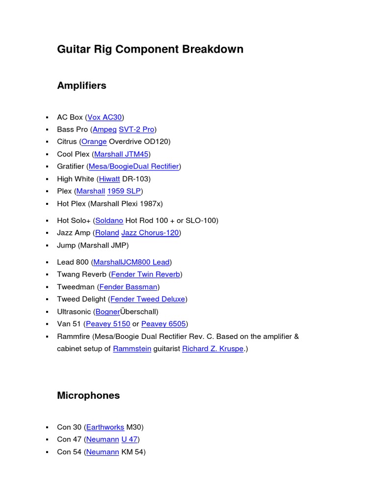 Guitar Rig Component Breakdown | PDF | Sound Recording | Celtic Musical ...