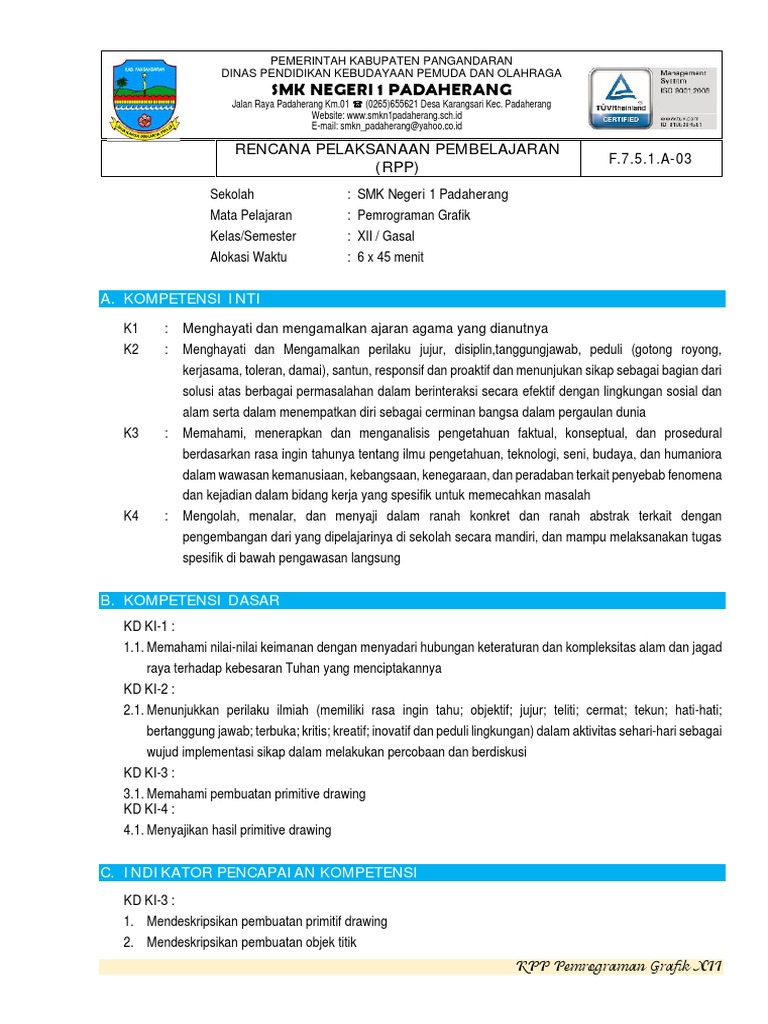 Pemrograman Grafik - RPP 3 PDF | PDF