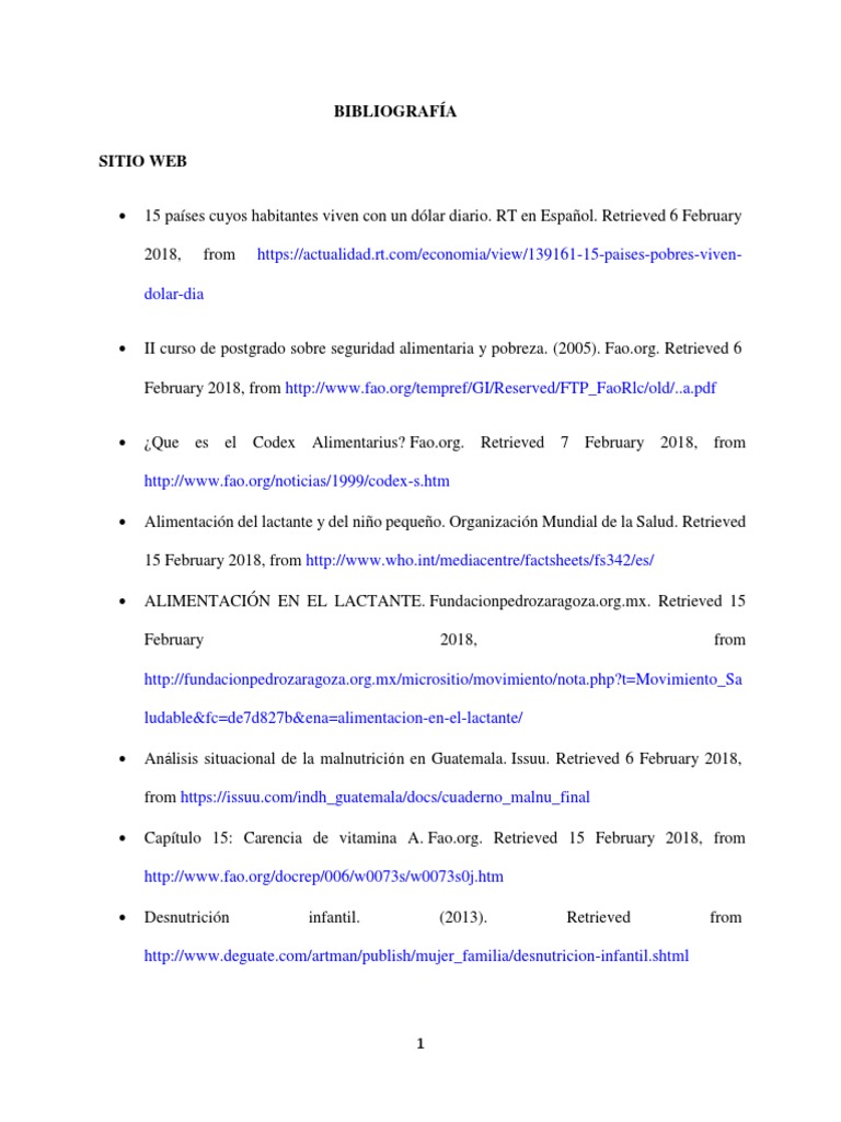 Bibliografia Apa | PDF | Desnutrición | Organización de Comida y ...