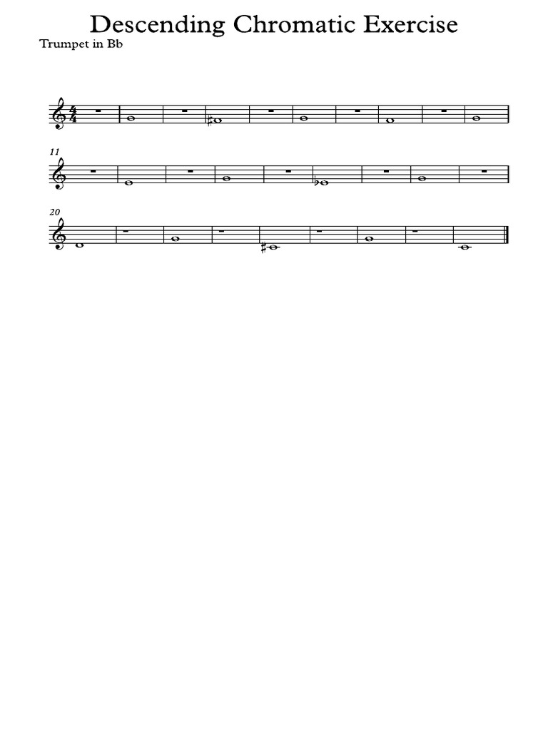 Descending Chromatic Exercise - Trumpet | PDF