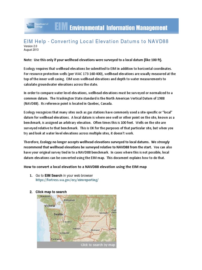 Convert Local Elevation Datums To NAVD88 | Download Free PDF ...